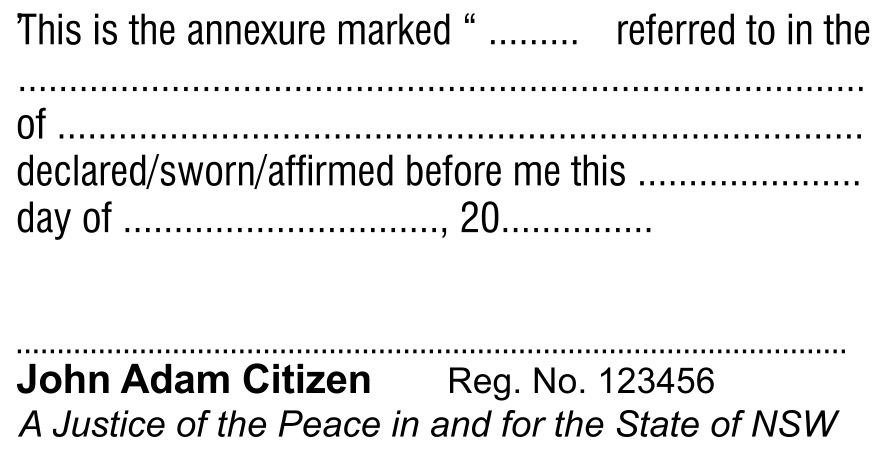 NSW Justice of the Peace Annexture Affidavit Self Inking Stamp ...